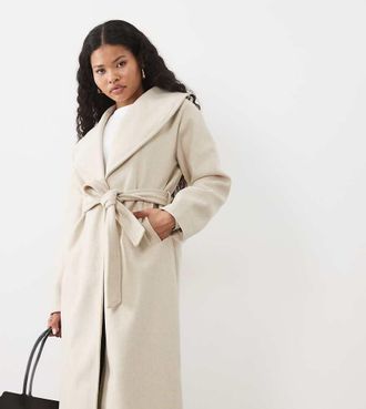 Vero Moda Petite veste longue habill&eacute;e avec ceinture en m&eacute;lange &eacute;cru-Neutre