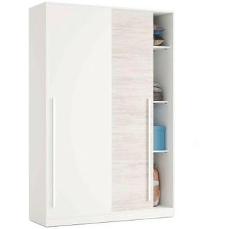 PEGANE Armoire avec 2 portes coulissantes coloris blanc artic / blanc poli - Hauteur 200 x Longueur 120 x Profondeur 50 cm