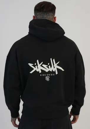 Siksilk Herren Schwarzer Grafik-Hoodie XL