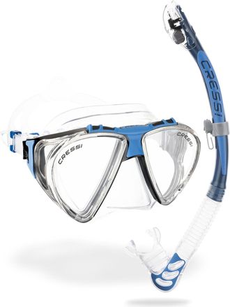 Cressi Penta & Alpha Combo Clear/Blue - Penta Maske + Alpha Schnorchel zum Tauchen und Schnorcheln, Transparent/Blau, Einheitsgröße, Unisex