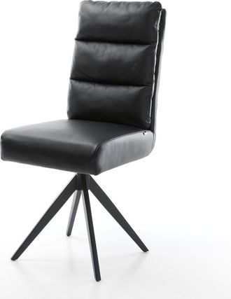 DELIFE Esszimmerstuhl Pela-Flex Echt-Leder Schwarz Kreuzgestell kantig Schwarz Taschenfederkern, Esszimmerstühle