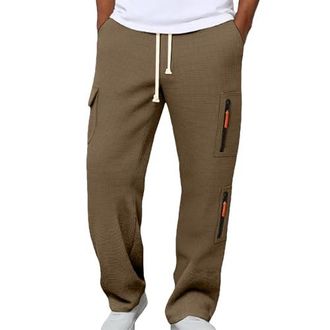 Generic Pantalon de surv&ecirc;tement pour homme - Pantalon cargo d&eacute;contract&eacute; &agrave; poches multiples - Pantalon de jogging avec cordon de serrage - Pantalon de jogging 