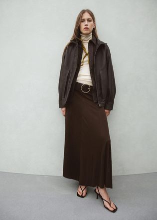 Mango Veste 100 % cuir oversize col chemin&eacute;e marron - Femme - XS - MANGO