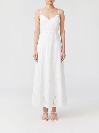 MC2 Saint Barth A-Linien-Midikleid aus Sangallospitze mit V-Ausschnitt und Spaghettitr&auml;gern