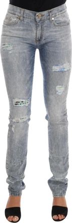 Versace Jeans Couture Femme, Jeans, Gris, Taille: W26 Jean Slim Stretch D&eacute;chir&eacute;