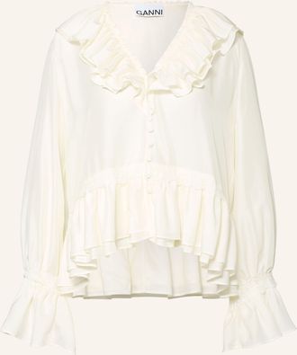 Ganni Blusenshirt Aus Satin Mit Seide beige