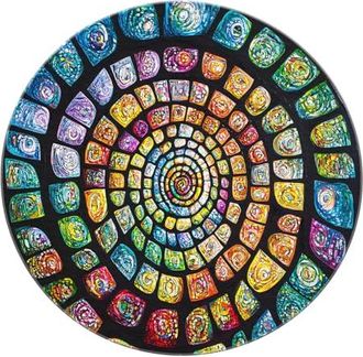 Generic Vitrail mosa&iuml;que Art Style Tapis Boho g&eacute;om&eacute;trie, Tapis Ronds lavables et dAccent antid&eacute;rapants &agrave; Poils Ras pour Salon et Salle de Jeux 160x160cm