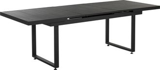 Beliani Beliani - Table de Jardin Extensible en Aluminium Noir Plateau &agrave; Lattes Pieds Cadre Valcanetto