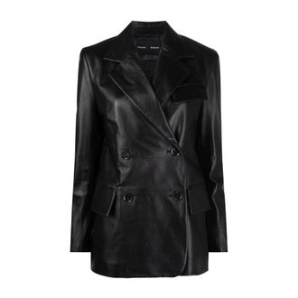 Proenza Schouler Schwarzer Leder Casual Blazer - - Jackets - Damen - Schwarzk - XS