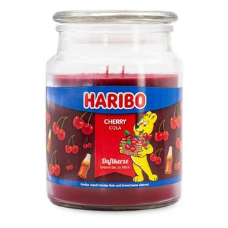 Candle-Brothers Haribo Duftkerze im Glas mit Deckel | Cherry Cola | Fruchtig | Kerzen Rot | Groß (510g) | Lange Brenndauer (100h)