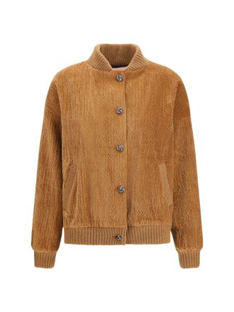 Kristina Ti Womens Corduroy Jacket With Embellished Button Caramel Cotton