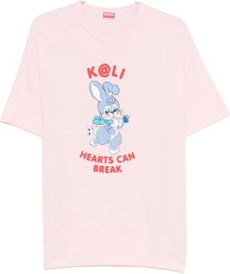 Kenzo Homme, Tops, Rose, Taille: XL T-shirt ras du cou avec panneau avant imprim&eacute;