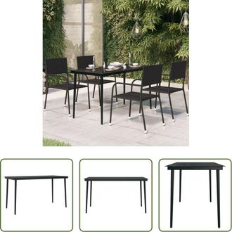 vidaXL Balkon-Esstisch - Garten-Esstisch Schwarz 140x70x74 cm Stahl und Glas