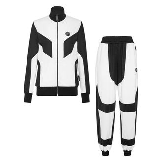 Plein Sport Femme, Combinaisons et Ensembles, Blanc, Taille: 38 FR Ensemble de jogging : Veste zipp&eacute;e et pantalon Statement
