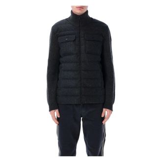 Moncler Homme, Vestes, Gris, Taille: XL Quilted Wool Zip Cardigan