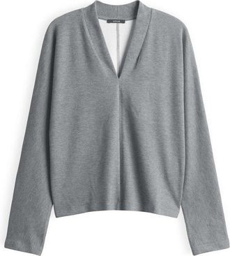 OPUS Langarmshirt Sadosa aus Jersey mit weicher Struktur Schmal zulaufende Silhouette mit Fledermaus&auml;rmeln und V-Ausschnitt