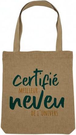 Fabulous Sac Shopping Tote Bag Aspect Lin - Certifi&eacute; meilleur Neveu de lunivers Famille - Sac de Courses Toile Epaisse 360g Beige Naturel Cabas Port&eacute; Epaule So