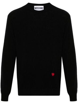 Moschino pull à motif coeur en intarsia - Noir