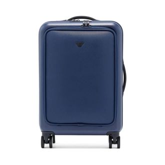 Emporio Armani ABS-Handgep&auml;ckkoffer mit Saffiano-Details und Adlerplakette - - Suitcases - Herren - Blau - ONE SIZE
