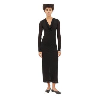 Toteme Elegantes Drapiertes V-Ausschnitt Maxikleid - - Dresses - Damen - Schwarzk - S