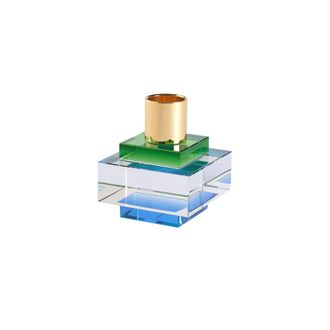 Gift Company Dioptrics Kerzenhalter, Eckig, Kerzenst&auml;nder, Kerzen Halter, Kristallglas, Gr&uuml;n, H 7 cm, 15503008