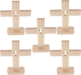 BESPORTBLE 5 St&uuml;ck Kleine Holzkreuze aus Kiefernholz Jesus Tischkreuze f&uuml;r Altar und Heimdekoration Handgefertigte Christliche Kreuz Dekoration f&uuml;r Kirche und Ge