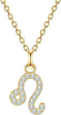 Glanzst&uuml;cke M&uuml;nchen Halskette - Sterling Silber Halskette Zirkonia Sternzeichen L&ouml; - Gr. unisize - in Gold - f&uuml;r Damen