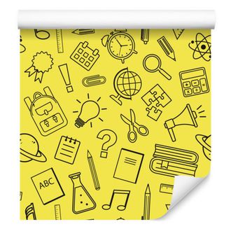 OEM Carta Da Parati Materiale Scolastico Giallo, Sfondo Giallo Per Soggiorno E Camera Da Letto 50x1000 Cm