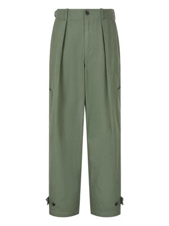 TOMBOY pantalon cargo &agrave; d&eacute;tails pliss&eacute;s - Vert