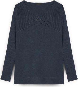 Fiorella Rubino Femme, Pulls, Bleu, Taille: 42 FR Top avec détails découpés