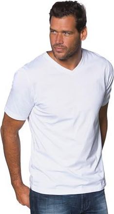JP1880 Hommes Grandes Tailles L-8XL T-Shirt col V Manches Courtes en Coton Blanc 6XL 702415 20-6XL