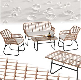 TecTake Salon de jardin en r&eacute;sine tress&eacute;e MOLFETTA XL pour 4 personnes