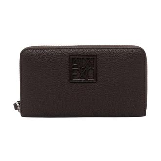 A|X Armani Exchange Texturierte Rei&szlig;verschluss-Geldb&ouml;rse mit Handschlaufe und Logo - - Accessories - Damen - Braun - ONE SIZE