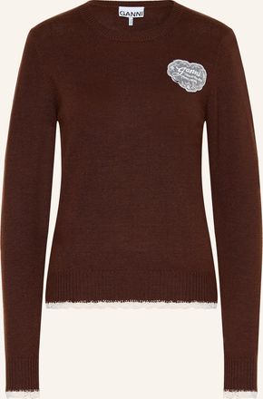 Ganni Pullover Mit Spitze braun