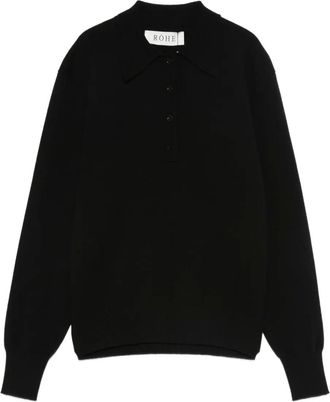 Róhe Gestricktes Poloshirt - Schwarz