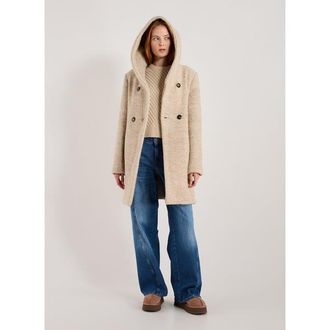 Trench & Coat Manteau &agrave; capuche en laine vierge et alpaga m&eacute;lang&eacute;e