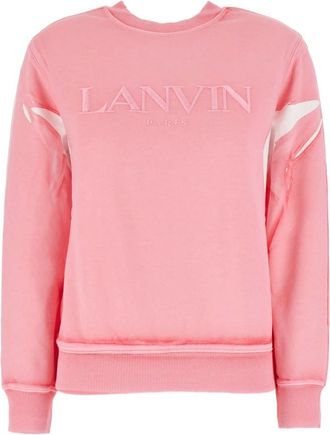 Lanvin Femme, Sweatshirts et sweats &agrave; capuche, Rose, Taille: 42 FR SweaT-shirt ras du cou avec logo brod&eacute;