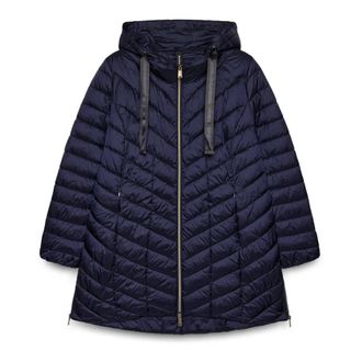 Fiorella Rubino Lange leichte Daunenjacke - - Coats - Damen - Blau - 2XL