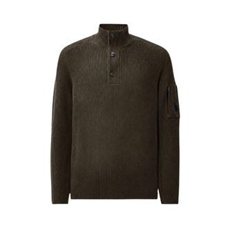 C.P. Company Full Rib Cotton Lens Half Button Sweater - - Tops - Herren - Gr&uuml;n - XS