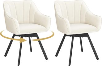 Yaheetech 2er Set Esszimmerstuhl Drehbar,Drehbar 360&deg;,Sitz K&uuml;chenstuhl mit Armlehnen & R&uuml;ckenlehne & Metallbeine Moderner Samtiger Sessel f&uuml;r K&uuml;che/Esszimmer/Wo