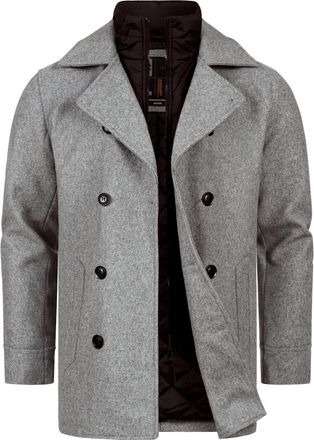 Indicode Herren INLunil Kurzmantel mit Stehkragen | Herrenmantel Mantel aus Wollmix f&uuml;r M&auml;nner Lt Grey Mix, XL