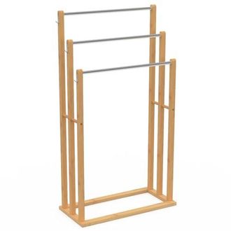 IDMarket Porte-serviettes sur pied 3 niveaux RITA en bambou