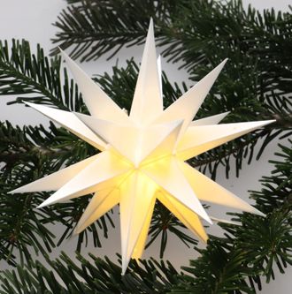 Guru Shop LED Ministern Baltasar F&uuml;r Innen, Au&szlig;en - Wei&szlig;/Komplettset mit Batteriebox, 3xAA, 4,5 V, 18x18x18 cm