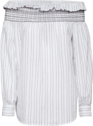 Pinko Pinko, Femme, Blouses et Chemises, Blanc, Taille: 40 FR Blouse Ray&eacute;e Brod&eacute;