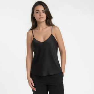 La Redoute Collections D&eacute;bardeur Col V En Satin &Agrave; Fines Bretelles