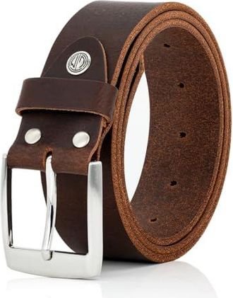 Lindenmann ceinture homme de cuir de buffle, 40 mm large et 3,8 mm fort, ajustable, marron foncé, Farbe/Color:marron, Size US/EU:Bundweite 85 cm Gesamtlänge 100 