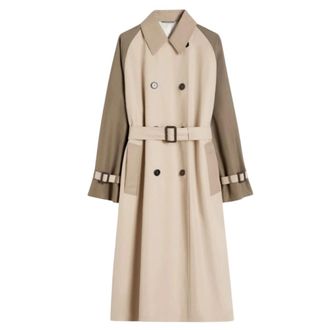 Max Mara Femme, Manteaux, Beige, Taille: 38 FR Trench-coat en gabardine de coton d&eacute;perlant