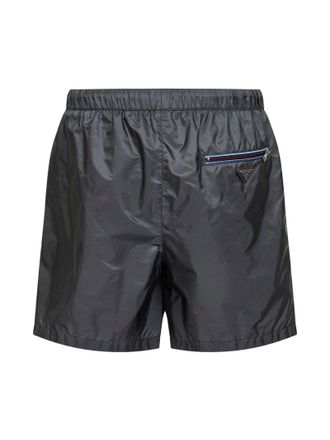 Prada Mens Iron Re-Nylon Swim Shorts Grey Recycled Polyamide Beachwear Sea Clothing