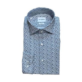 Roy Robson ROY Robson, Homme, Chemises, Multicolore, Taille: XL Camisa Lino Dibujo Azul Slim Fit