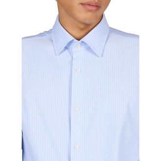 HUGO BOSS Chemise ray&eacute;e &agrave; manches longues en coton m&eacute;lang&eacute;